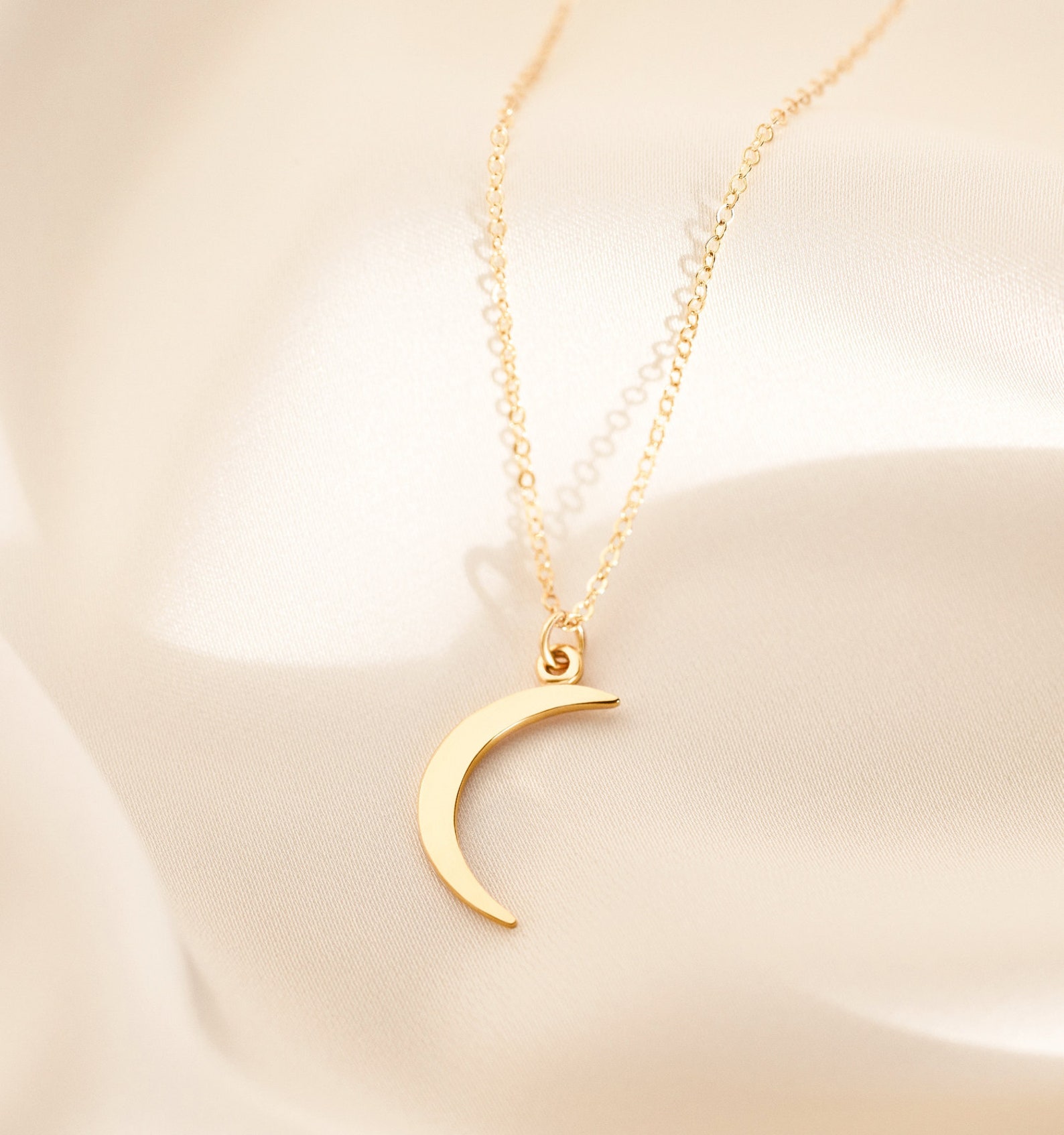 Gold Moon Necklace Silver Moon Necklace Gold Crescent Moon | Etsy