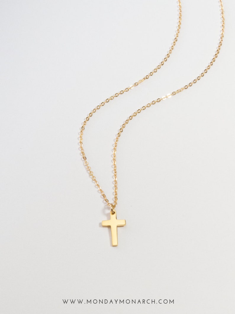 Tiny Cross Necklace Dainty Gold Cross Necklace Christian - Etsy