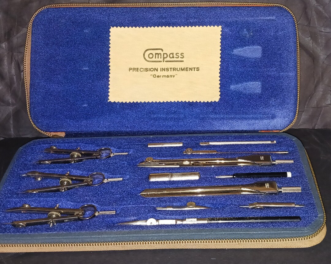 Vintage Drafting Compass Set With Leather Case Made In Germany Etsy