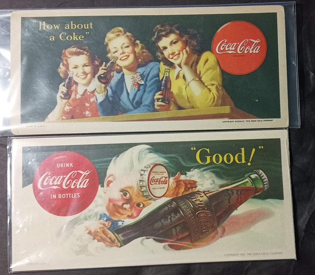 Coca-cola Ink Blotters From the 50's. Two Vintage Ink Blotters. Fast ...