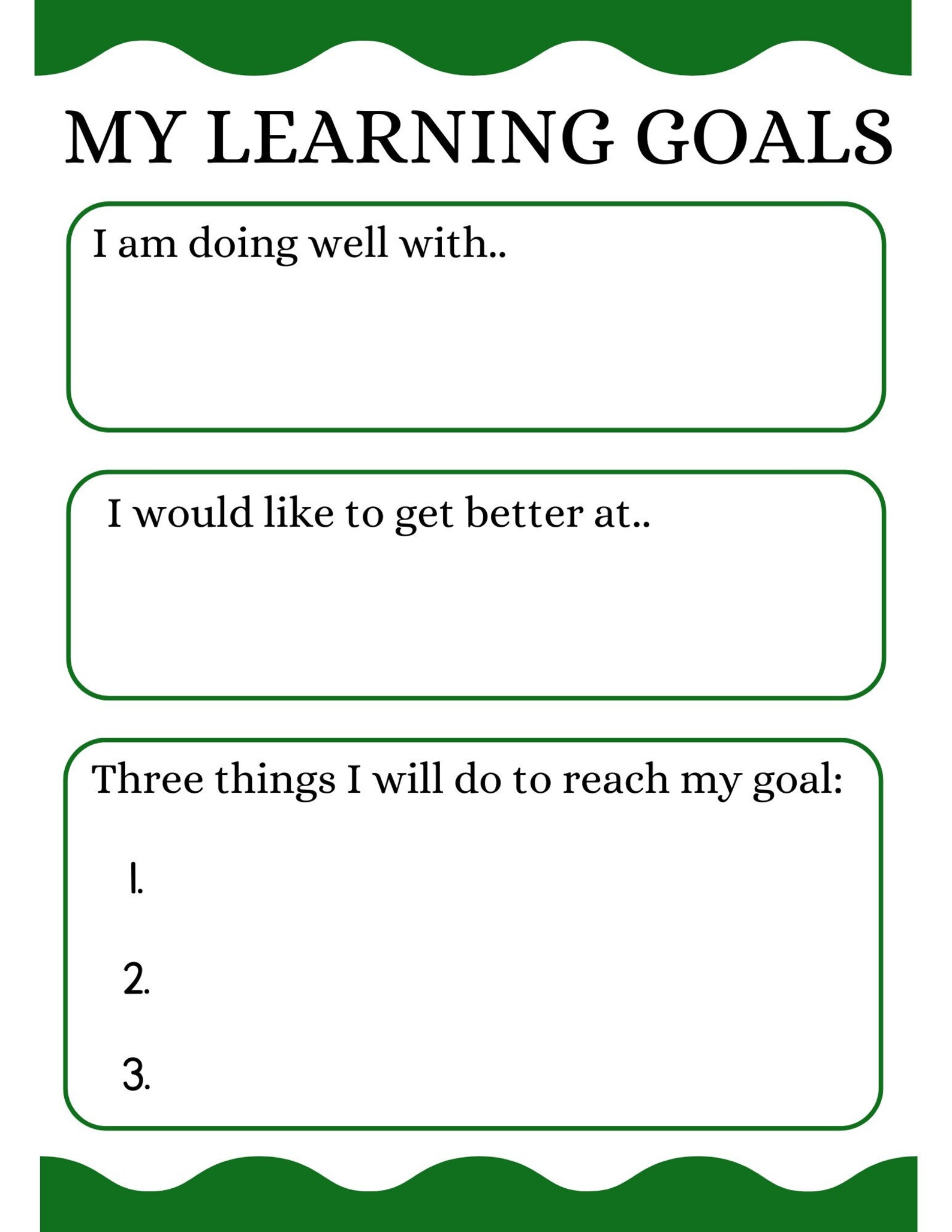 Digital Learning Goals Worksheet - Etsy