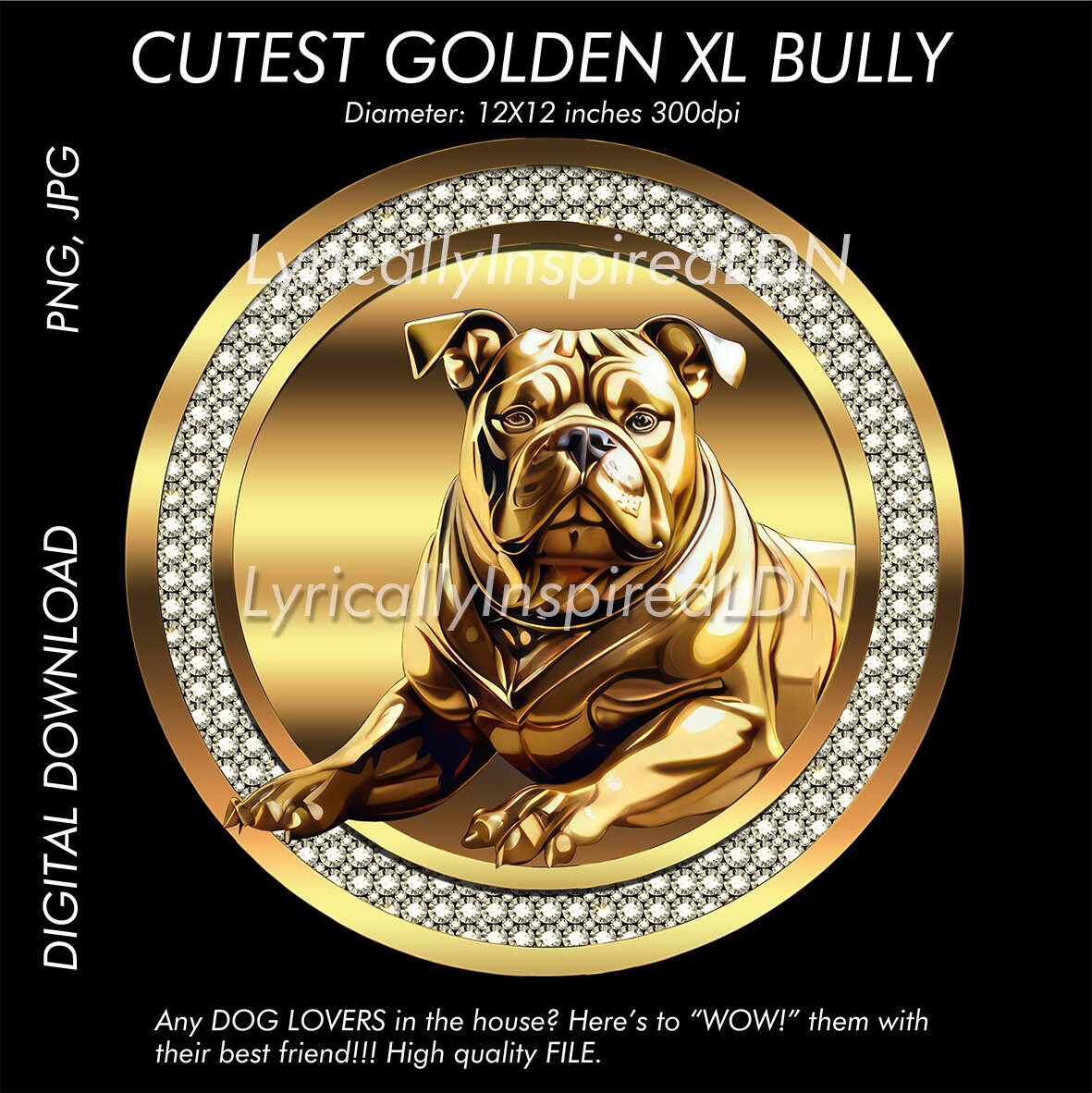 Golden Xl Bully Printable PNG File, or Add to DP, Can Print With DTF or ...