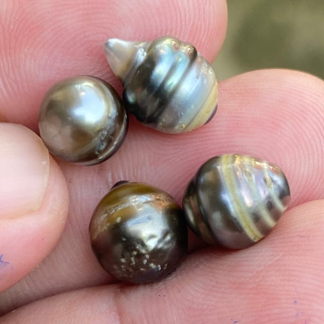 4 Pieces 8mm Loose Black Pearl Tahitian Sea Pearl Black Seawater Pearl ...