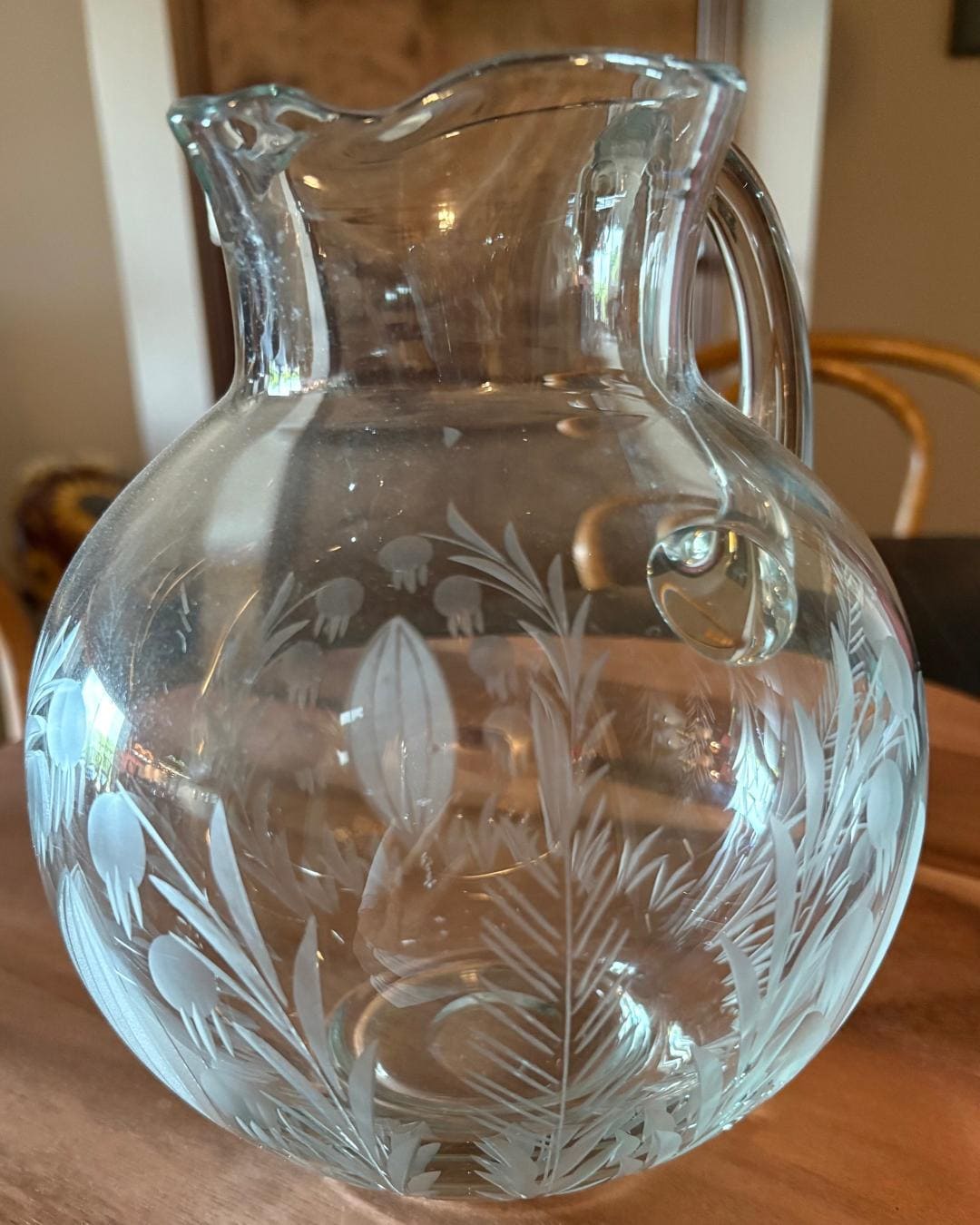 Tiffany Etched "lily of the Valley" Pitcher/preowned/elegant/hand Blown ...