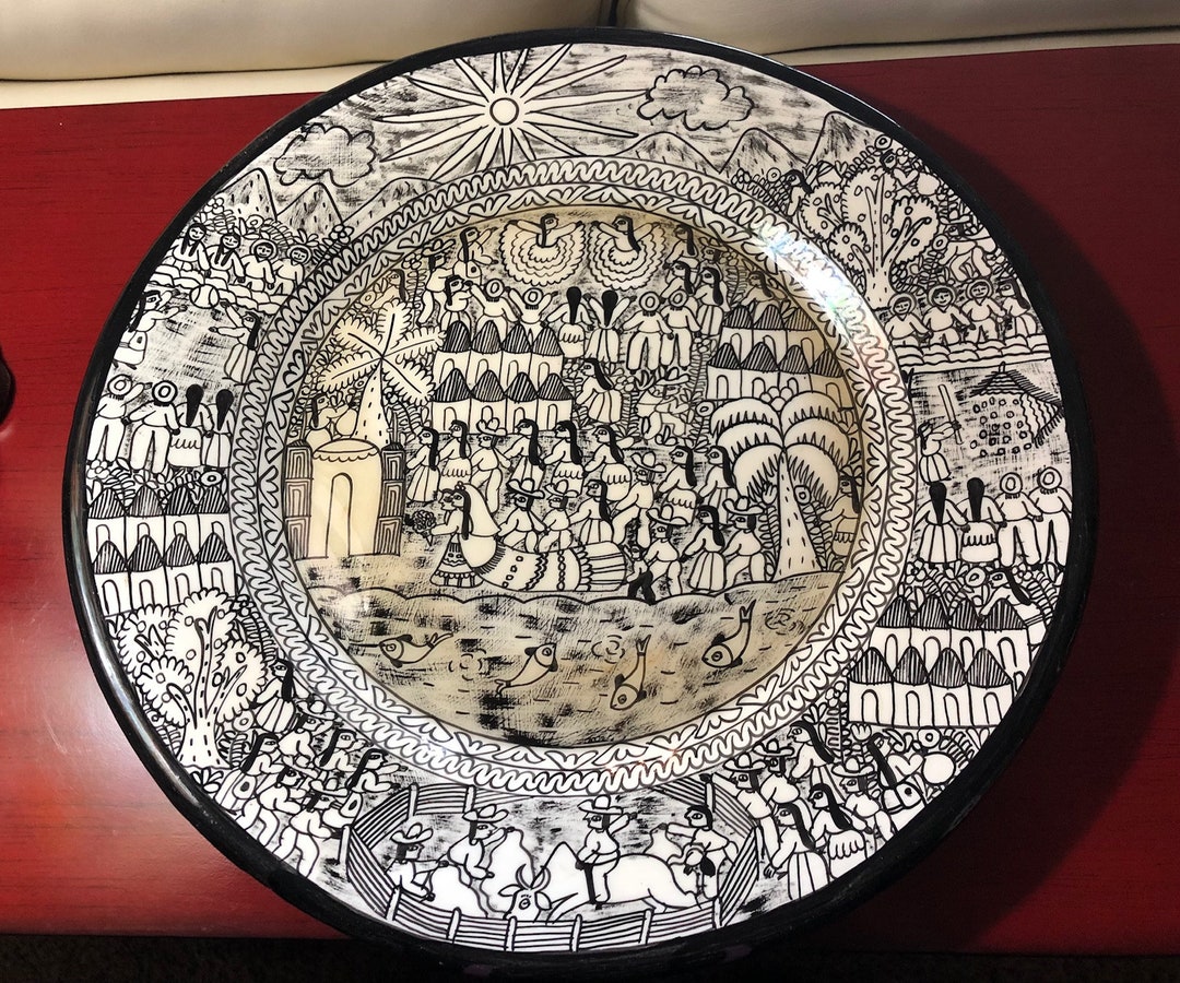 Folk Art/mexican Folk Art Plate/pedro Marcus/mexican Folk Art/large ...