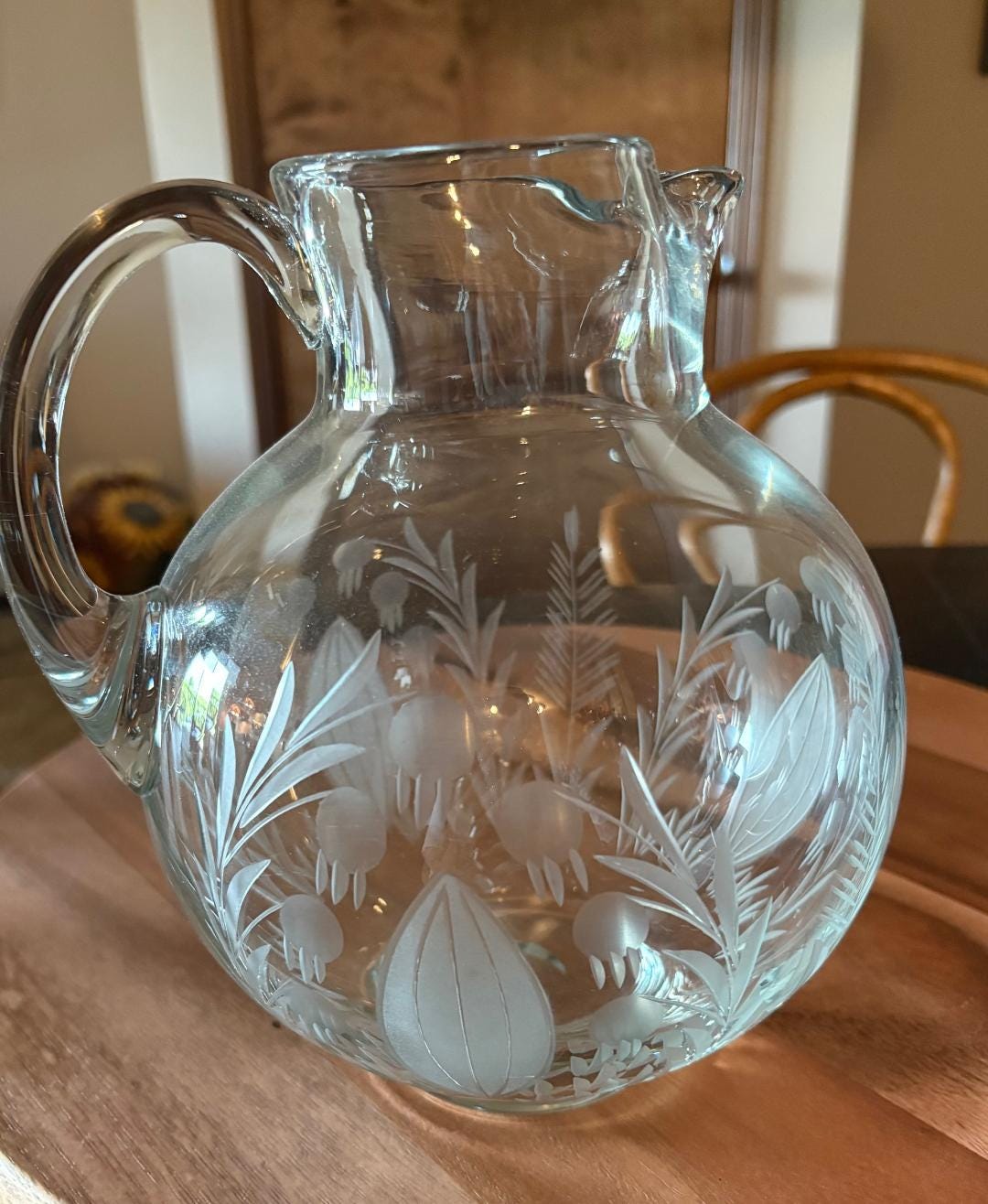 Tiffany Etched "lily of the Valley" Pitcher/preowned/elegant/hand Blown ...