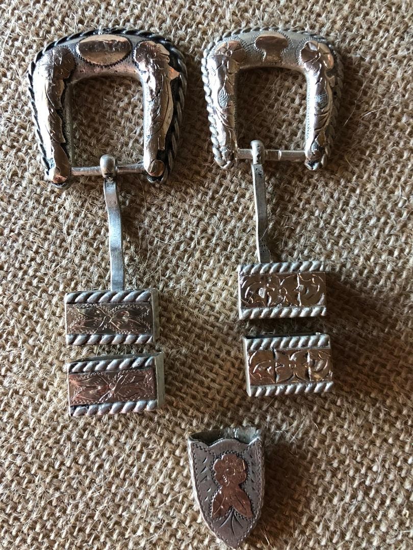Vintage Western Ranger Belt Buckles Set/mexican Silver/10k/two Tone ...