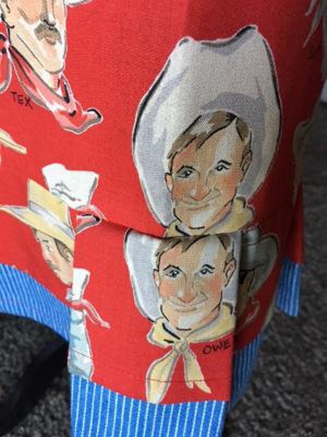 Western Aprons-cowboys-vintage Red Cowboy Alexander Henry Apron-texas ...