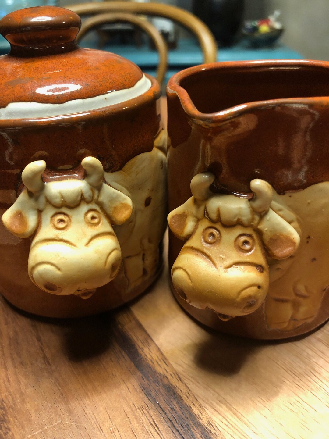 Enesco/cow/pottery Cow Creamer and Sugar Bowl With Lid/enesco/japan ...
