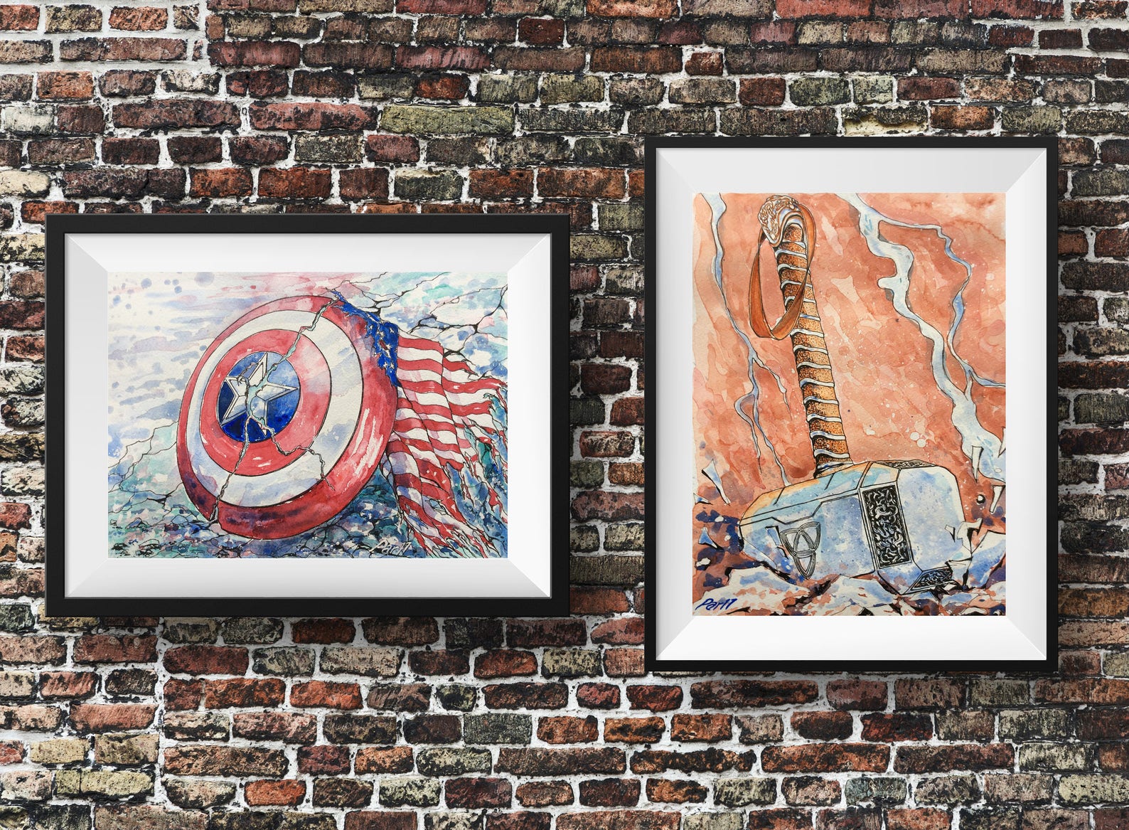 Captain America Shield Printsuperhero Watercolouravengers - Etsy