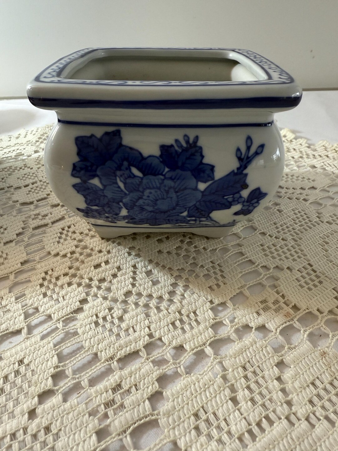 Delft 4” Square Porcelain Planter Blue and White - Etsy