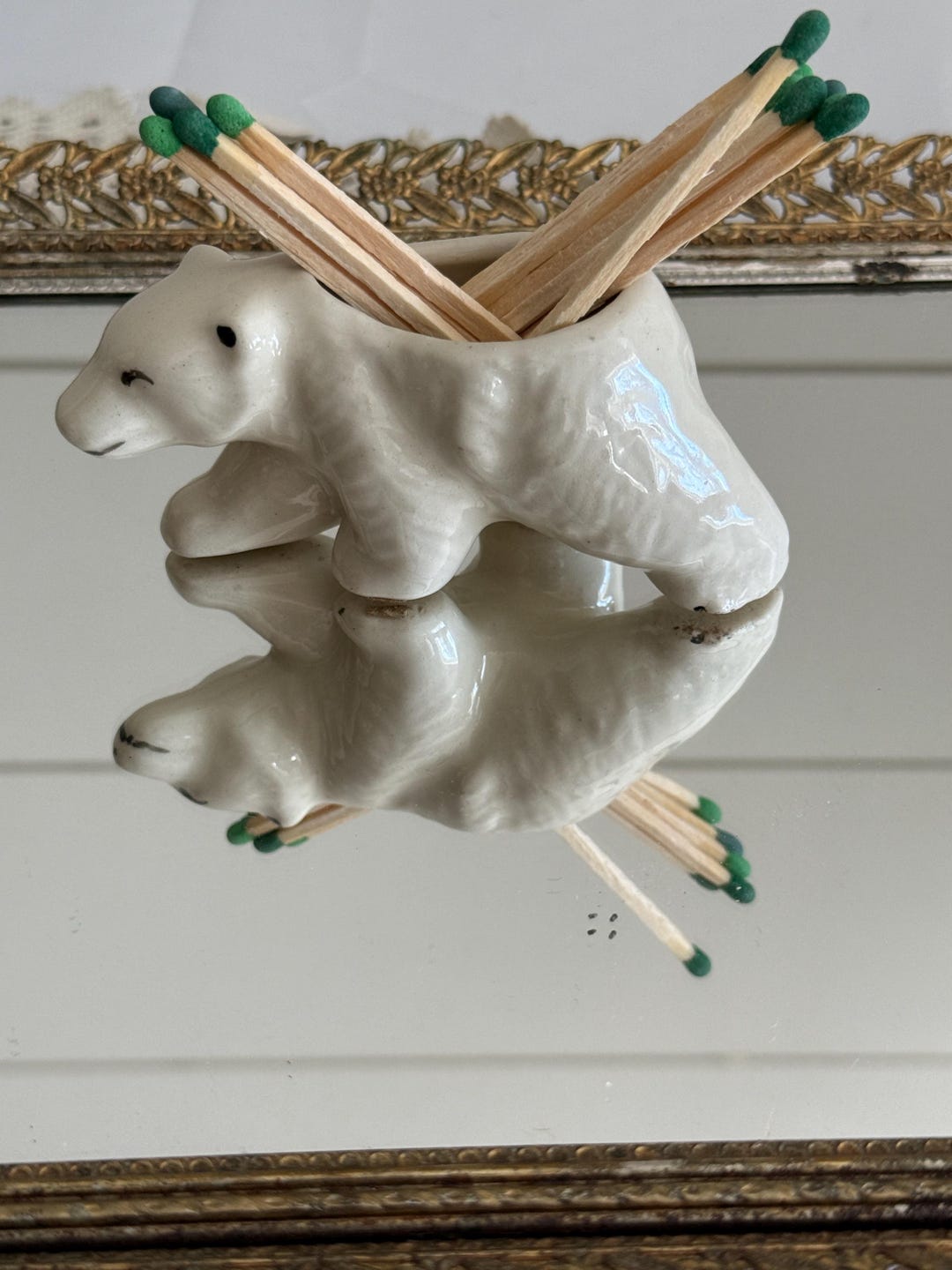 Vintage Matchstick Holder Ceramic Polar Bear Matchstick Holder and ...
