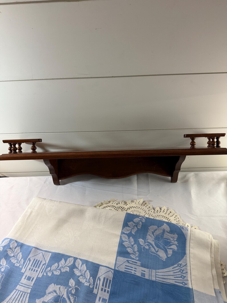 Vintage Wood Shelf With Spindle Railings on the Corners Solid Wood 26 ...