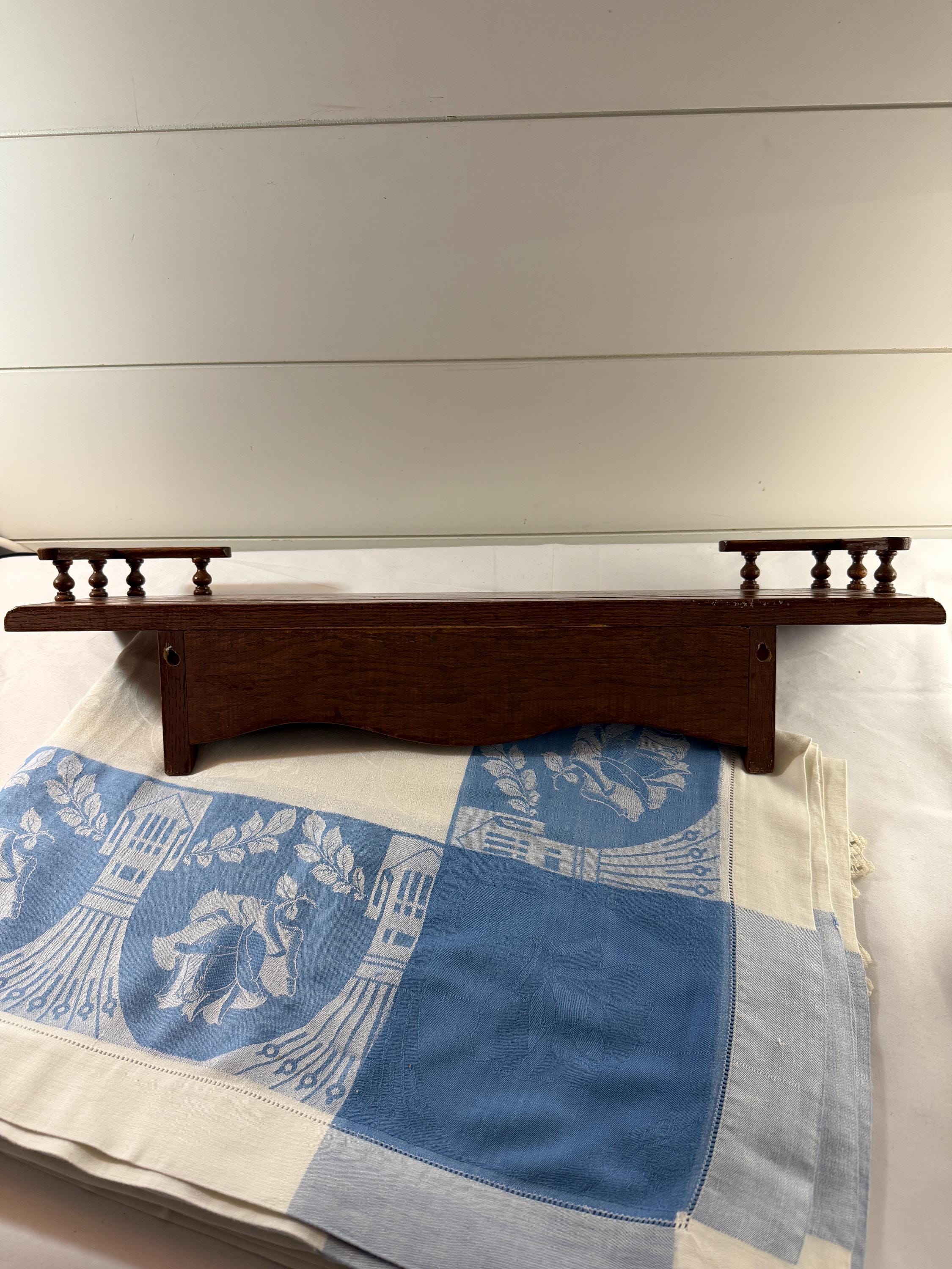 Vintage Wood Shelf With Spindle Railings on the Corners Solid Wood 26 ...