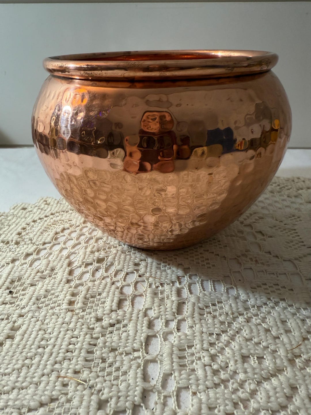 Vintage Hammered Copper Planter Pot - Etsy