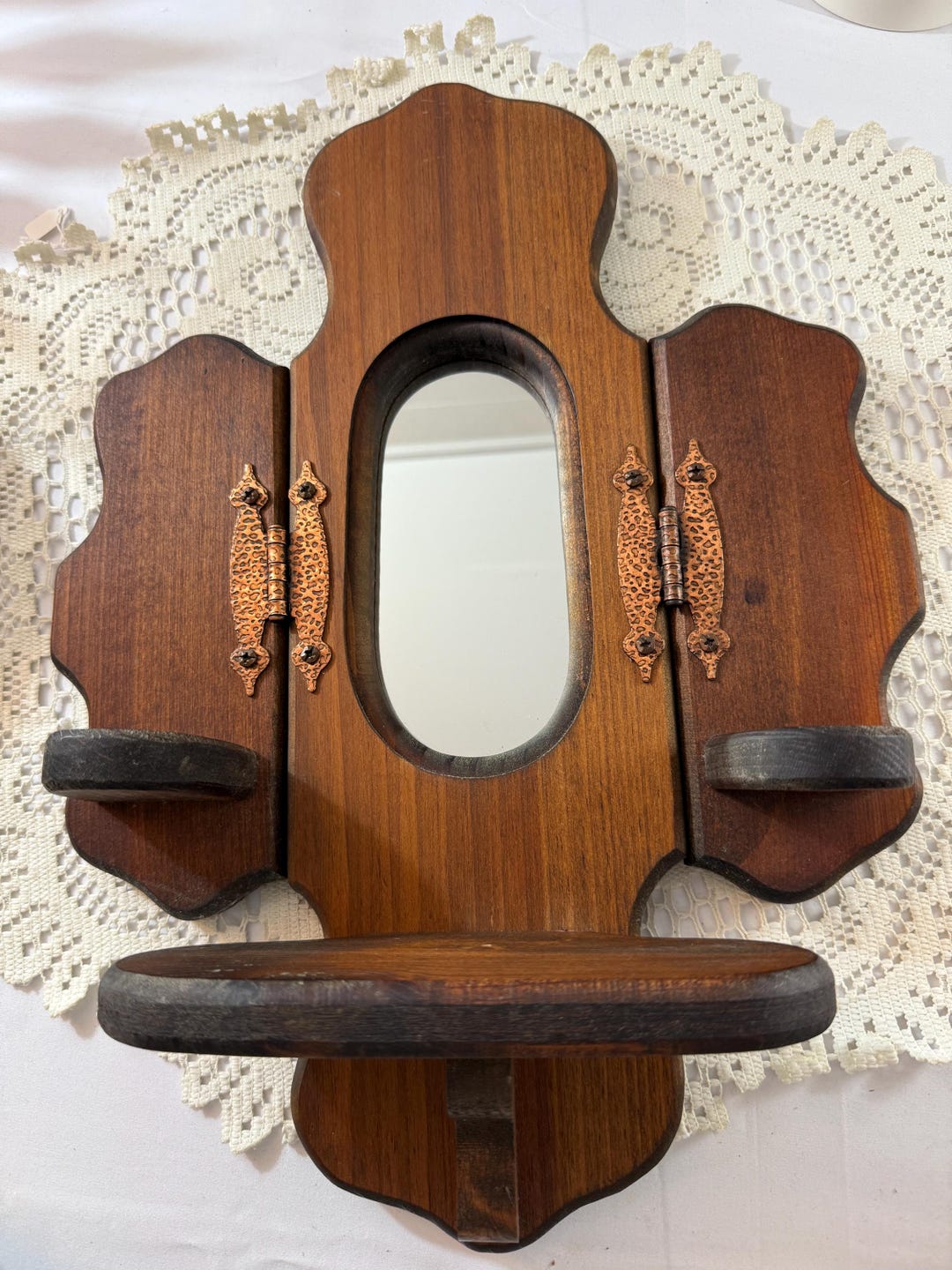 Vintage Trifold MCM Wood Wall Mirror Shelf Gallery Wall - Etsy