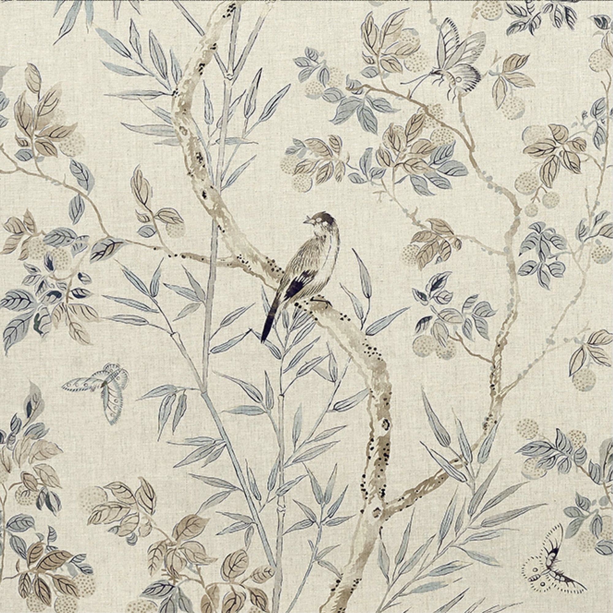 Thibaut Fabric Claire, Birds & Butterflies, Floral Fabric, Curtain ...