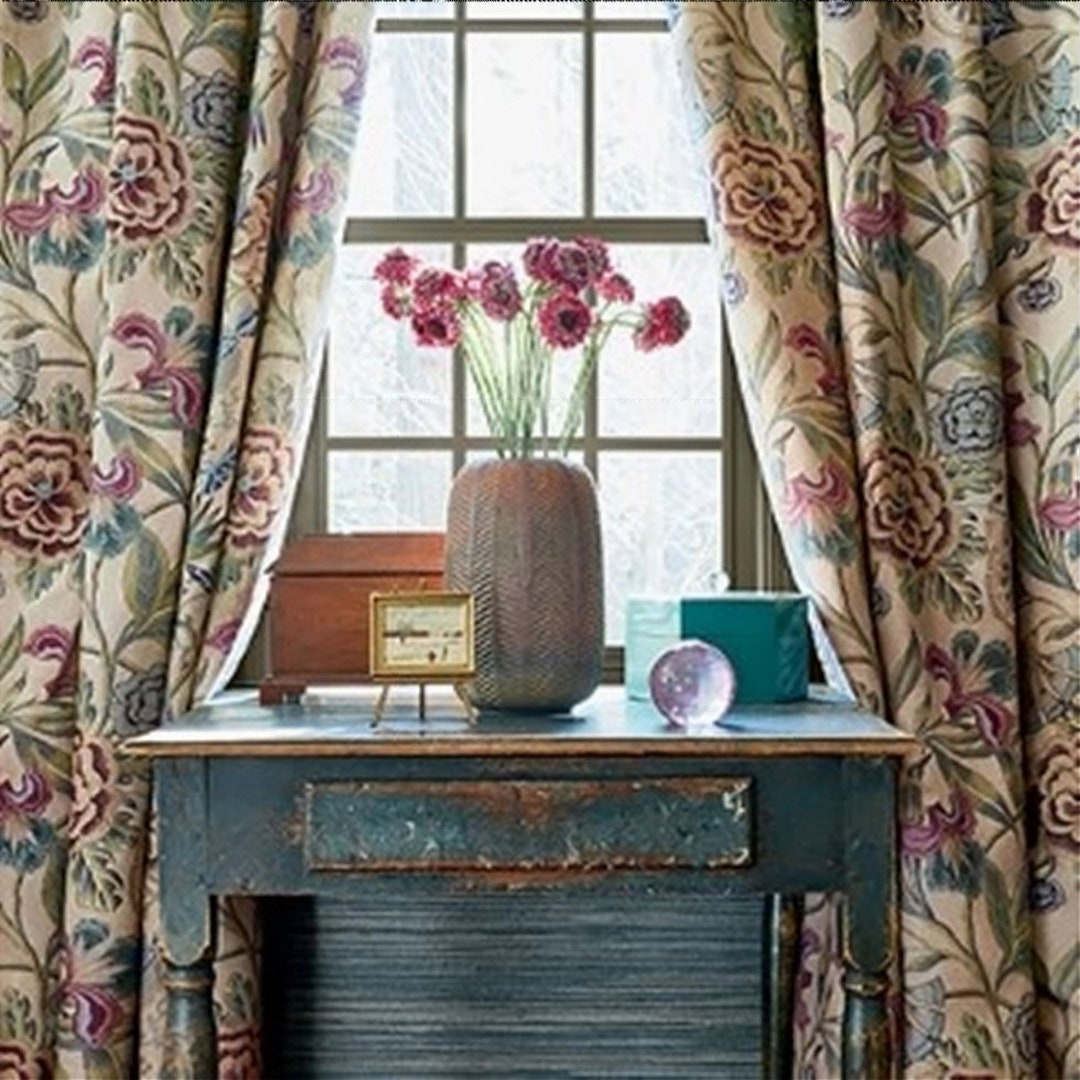Thibaut Anna French Cleo Floral Linen Fabric - Window Covering and ...