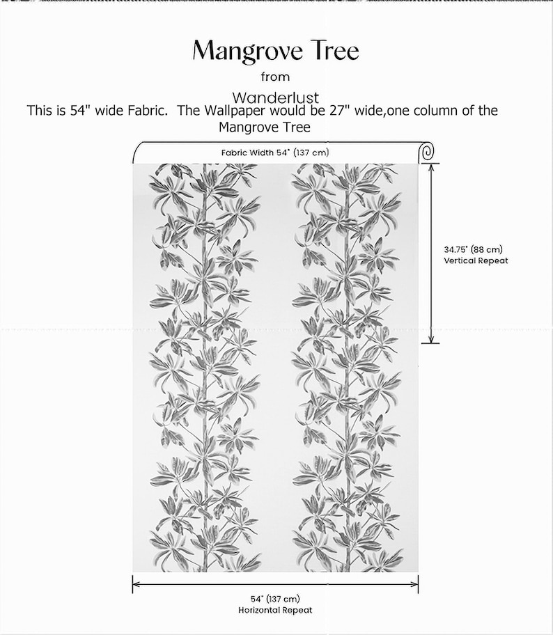 Mangrove Tree Wallpaper by Thibaut. Large Tropical Pattern. - Etsy