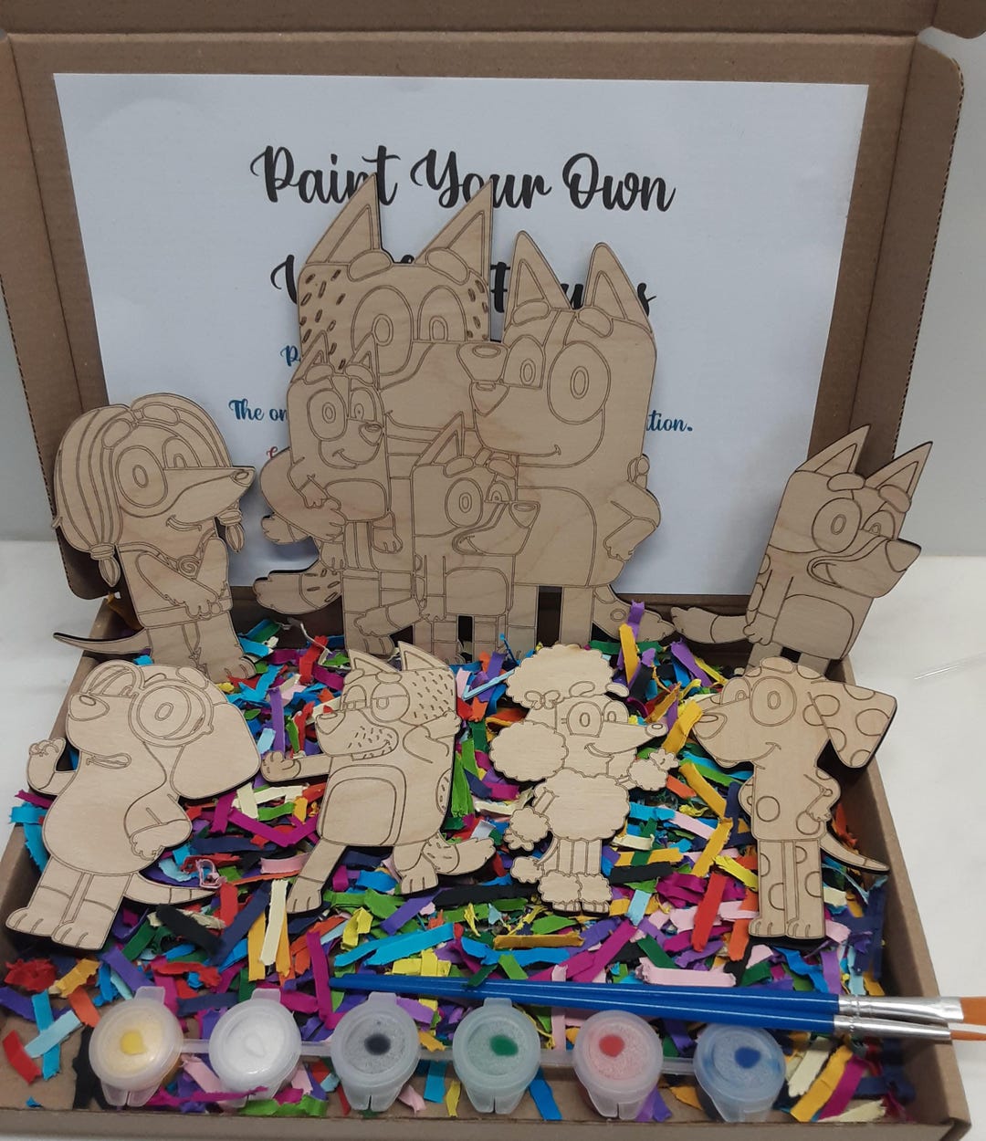 Blue Dog Bluey Inspired Paint Kit: DIY Wooden Figurines Craft Party and ...
