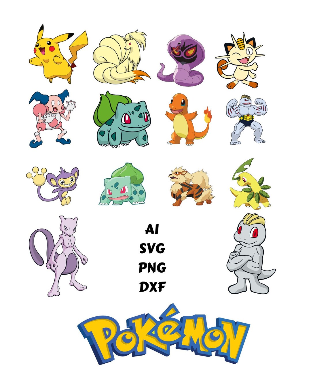 Pokemon SVG Dfx Dxf Png Digital Bundle, Silhouette Cameo, Cricut and ...
