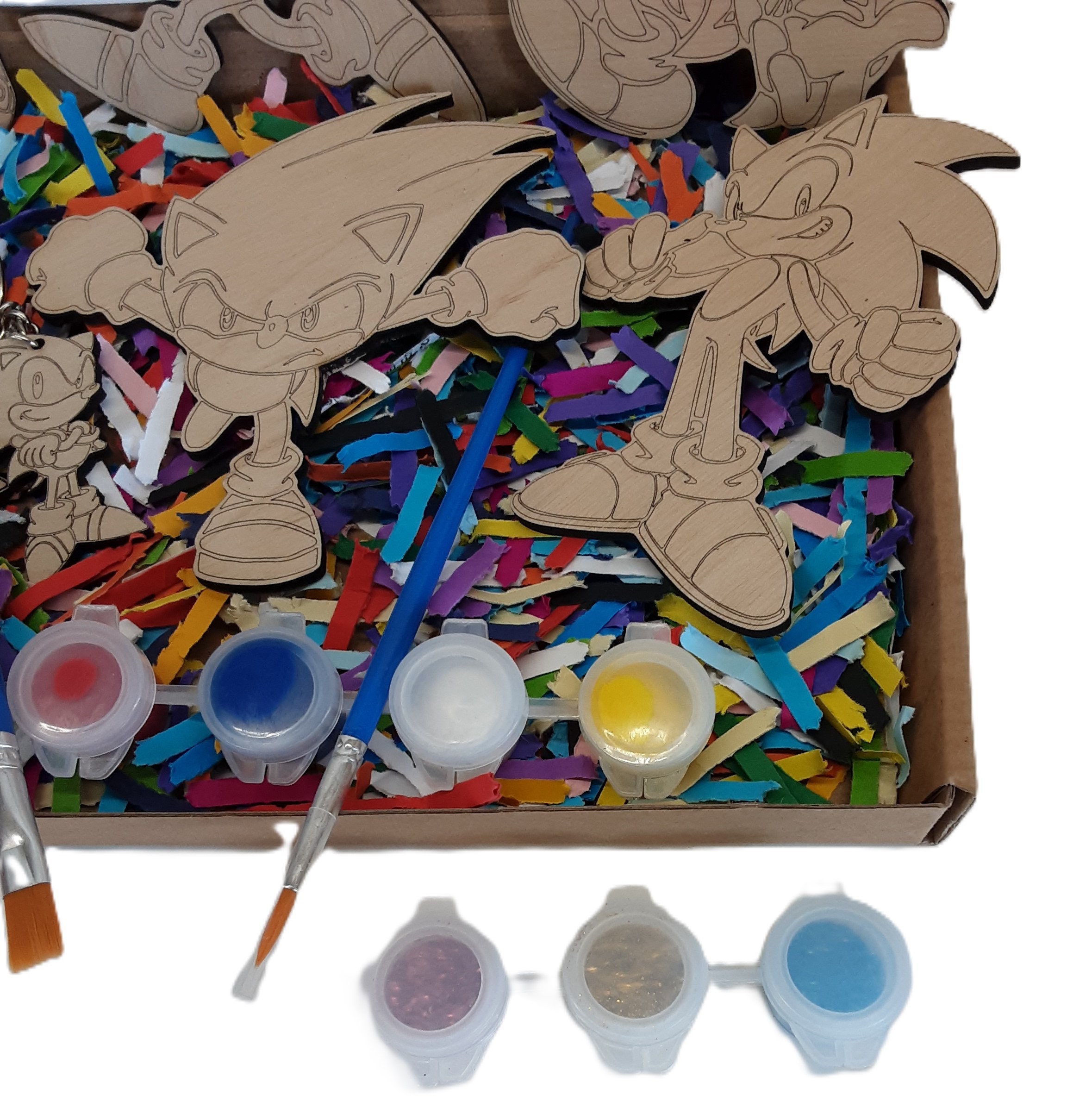 Sonic the Hedgehog Wooden Figures Paint Kit: Kids Art Craft, Party and ...