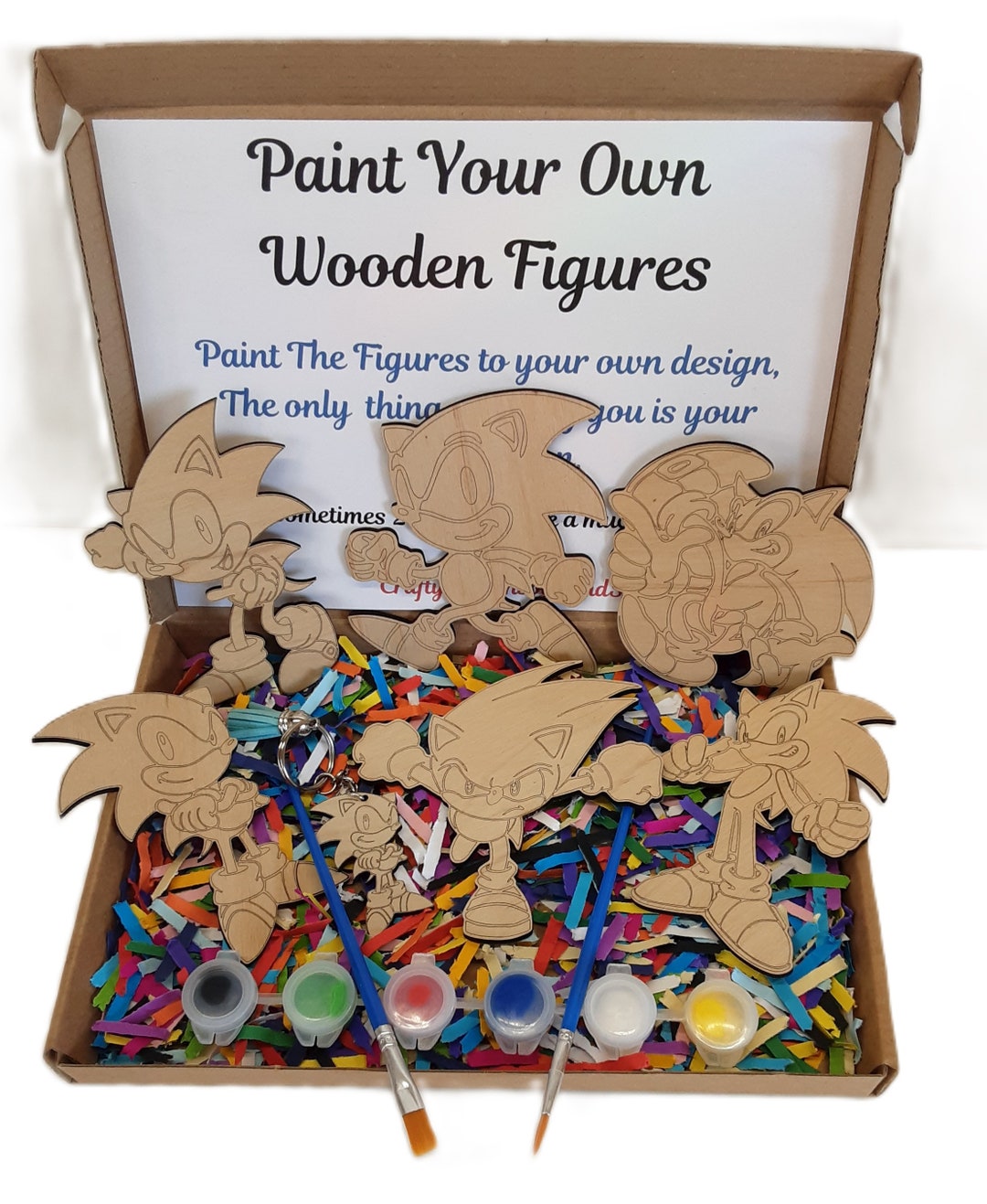 Sonic the Hedgehog Wooden Figures Paint Kit: Kids Art Craft, Party and ...