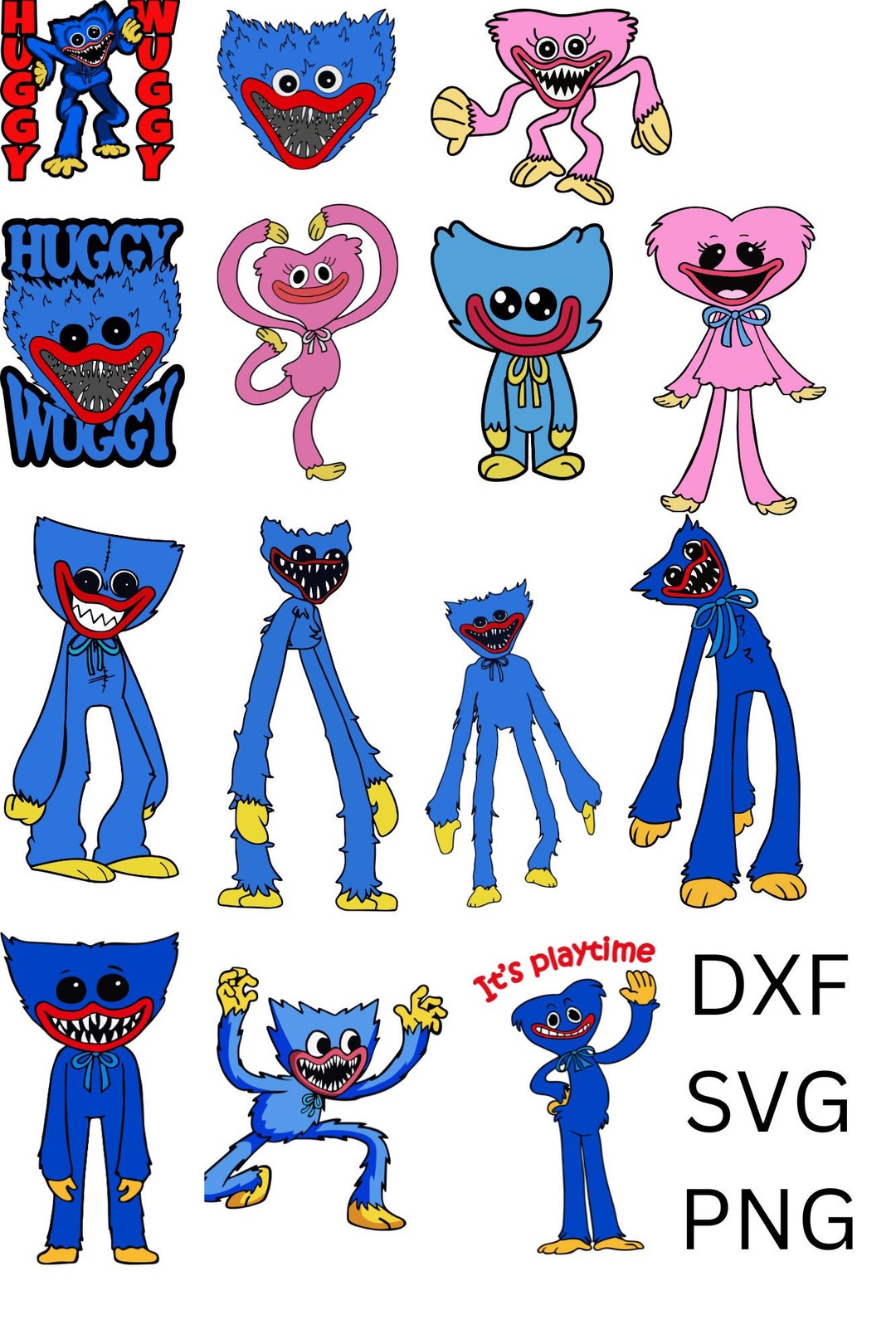 Huggy Wuggy SVG DFX PNG Digital Bundle, Silhouette Cameo, Cricut and ...
