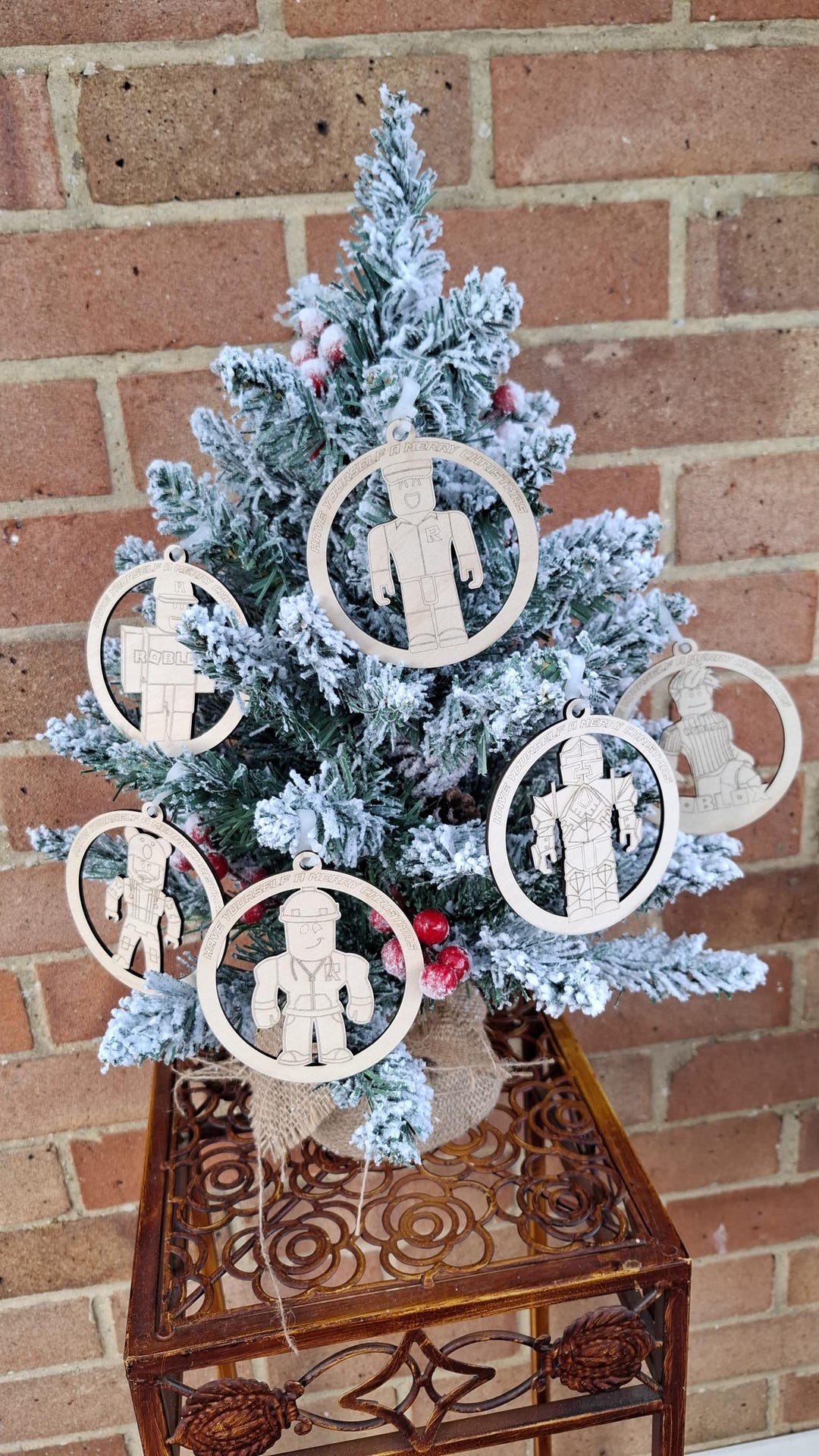 Roblox Christmas Tree Ornament, Xmas Tree Hanging Decoration, Wooden ...