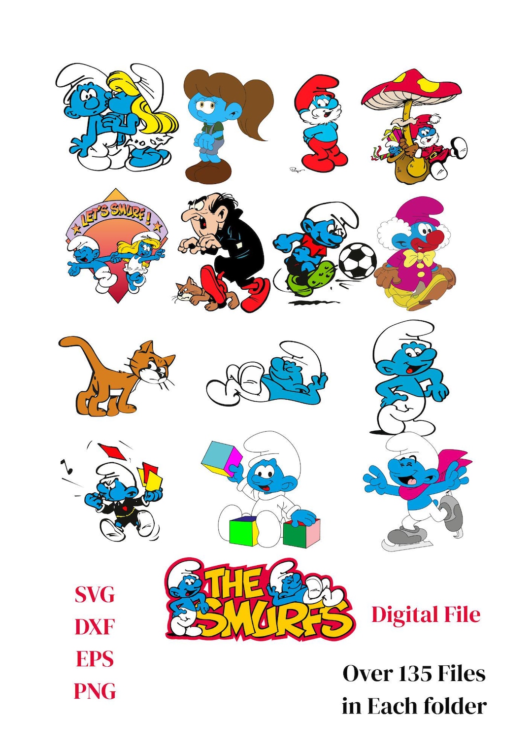 Smurf's Svg, Png, Dxf, Eps, Pdf, 300+ Files. Clip Art, Laser Cutting ...
