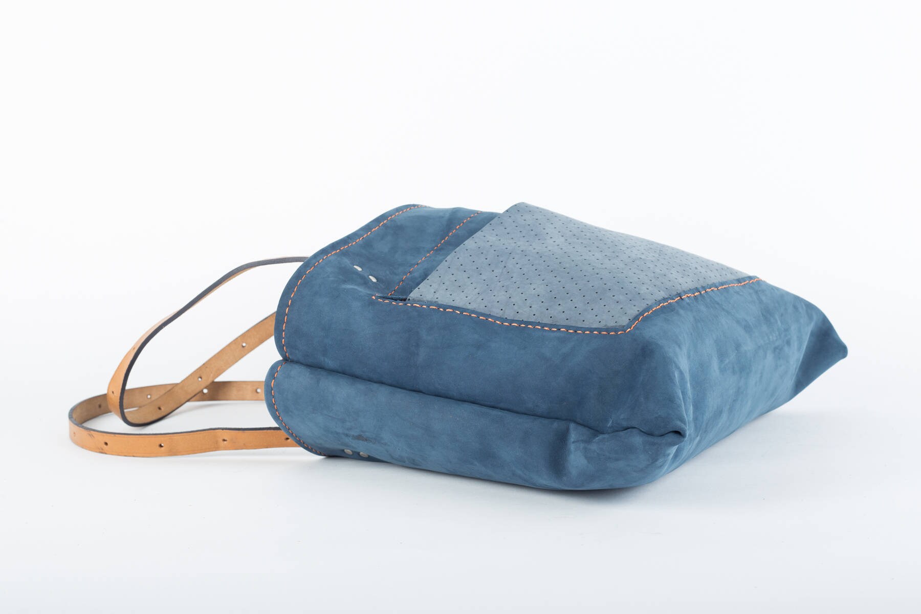 Large Sturdy Marine Blue Italian Hand Sewn Leather Bag, Laptop Bag ...