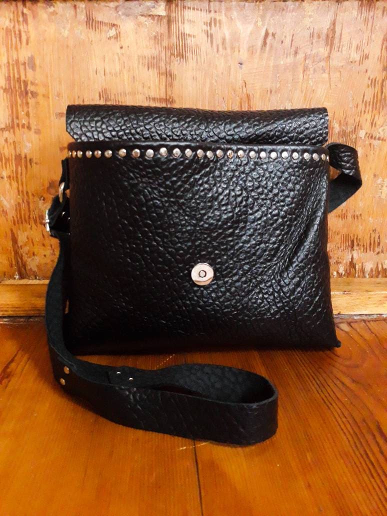 Black Studded Leather Purse, Black Leather Purse, Woman Purse, Leather ...