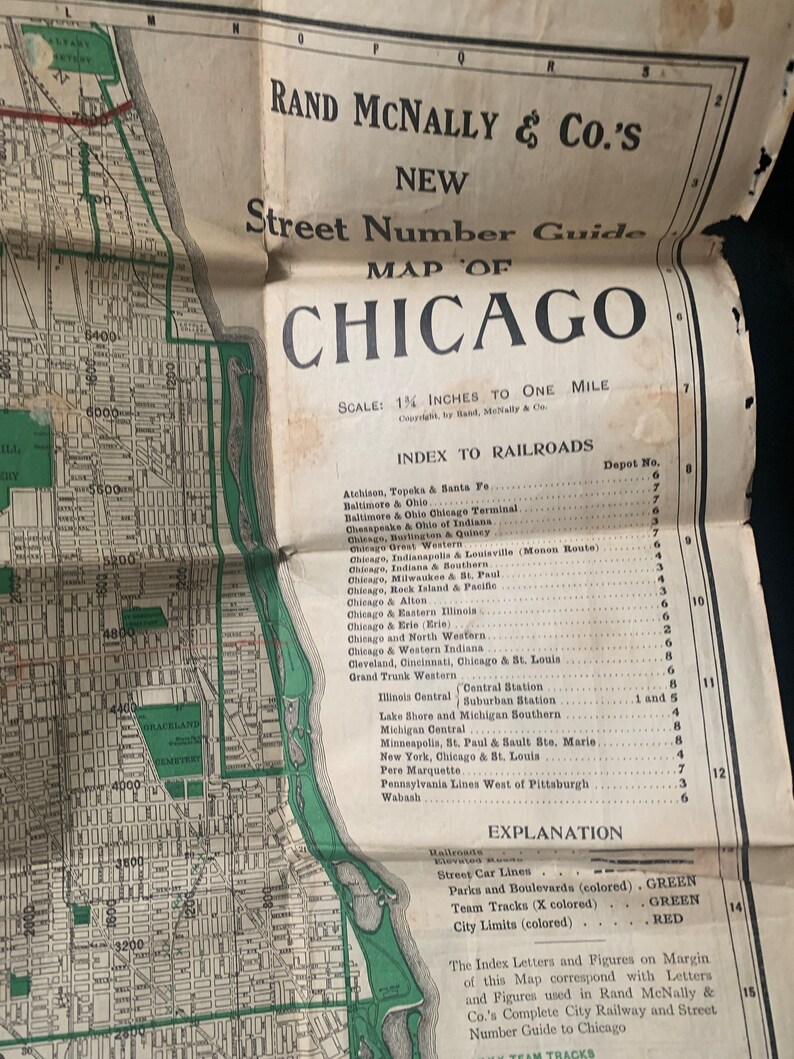 Antique Rand Mcnally 1913 Map of Chicago - Etsy