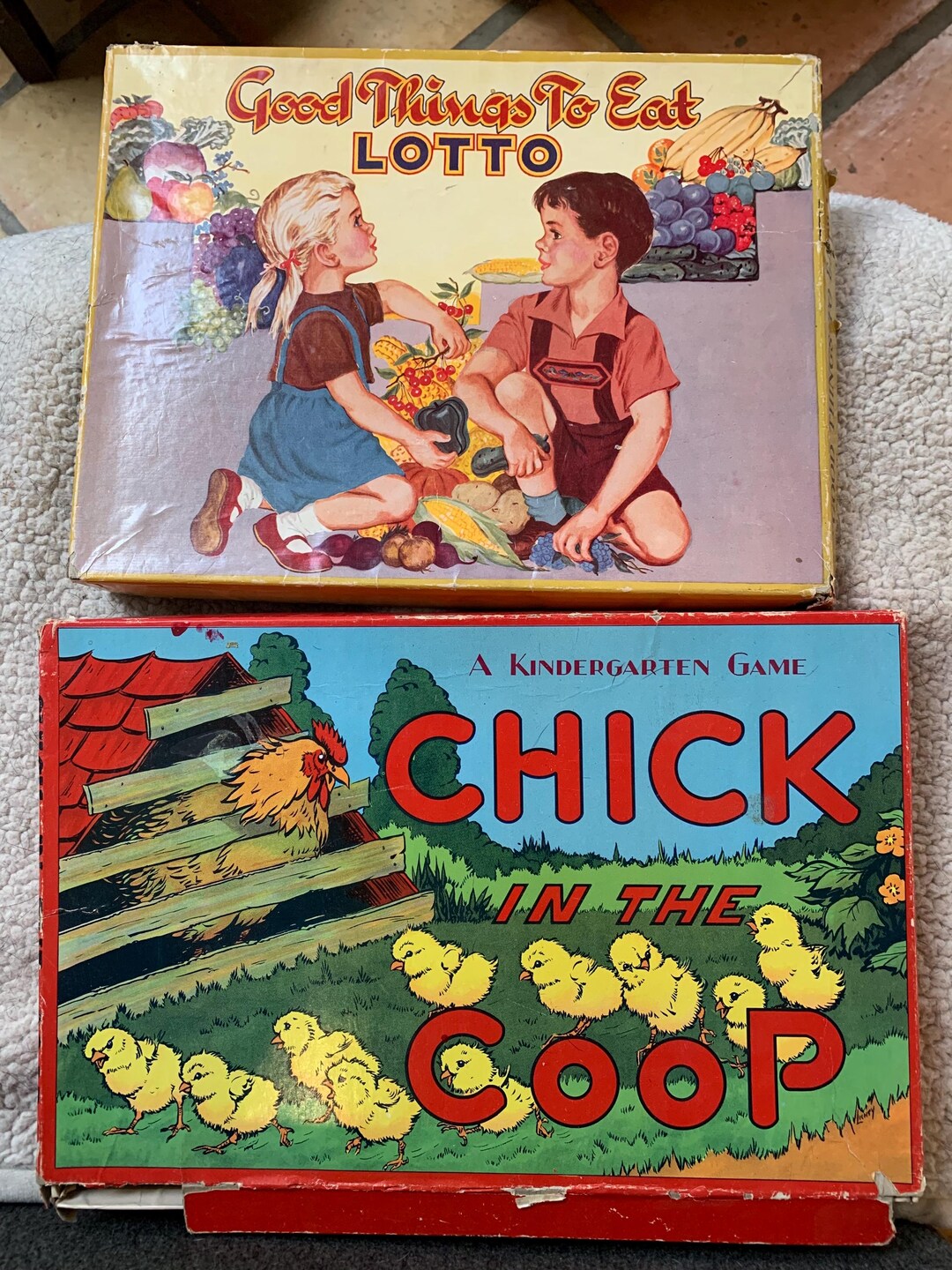 Two Antique Kindergarten Board Games: Good Things to Eat Lotto and ...