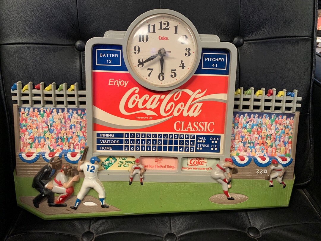Vintage Baseball Coca-cola Clock, 1991, Battery Clock - Etsy
