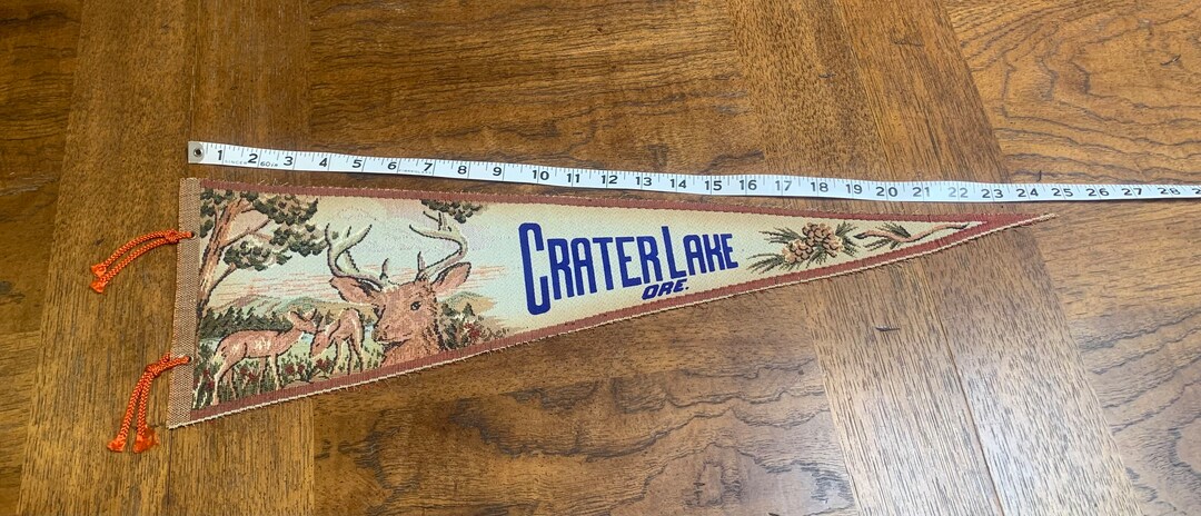 1960s Vintage Tapestry-style Pennant Crater Lake Oregon With Deer ...