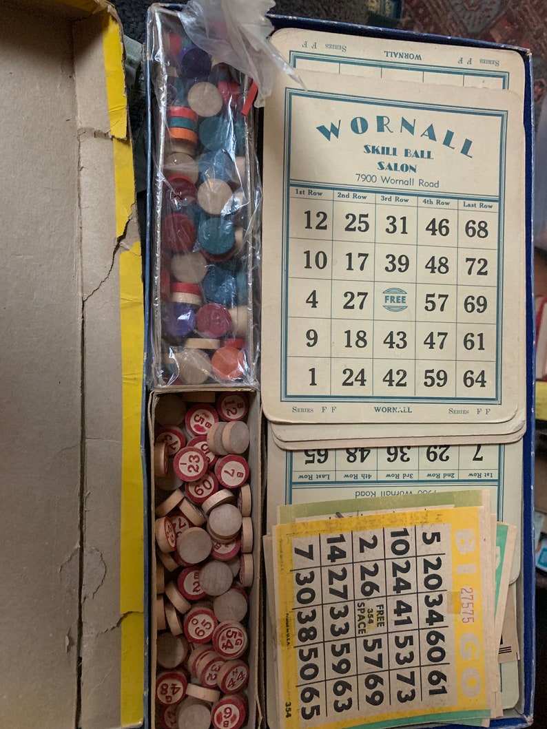 1930s Bingo Game 25 Card Set Embossed Wooden Numbers - Etsy