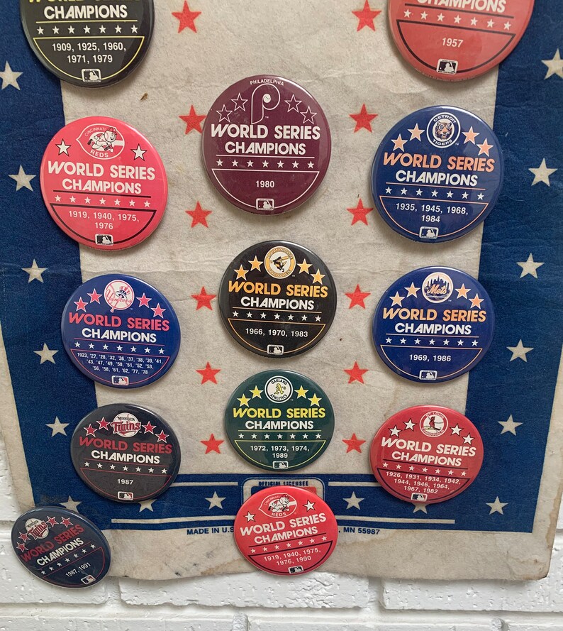 Vintage Major League Baseball Champions Banner With Buttons/pins - Etsy