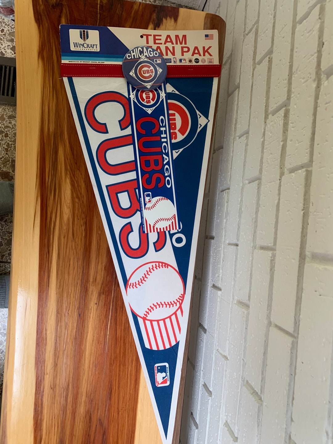 Rare 1990s Combo Chicago Cubs MLB Bumper Sticker, Big Button and Felt ...