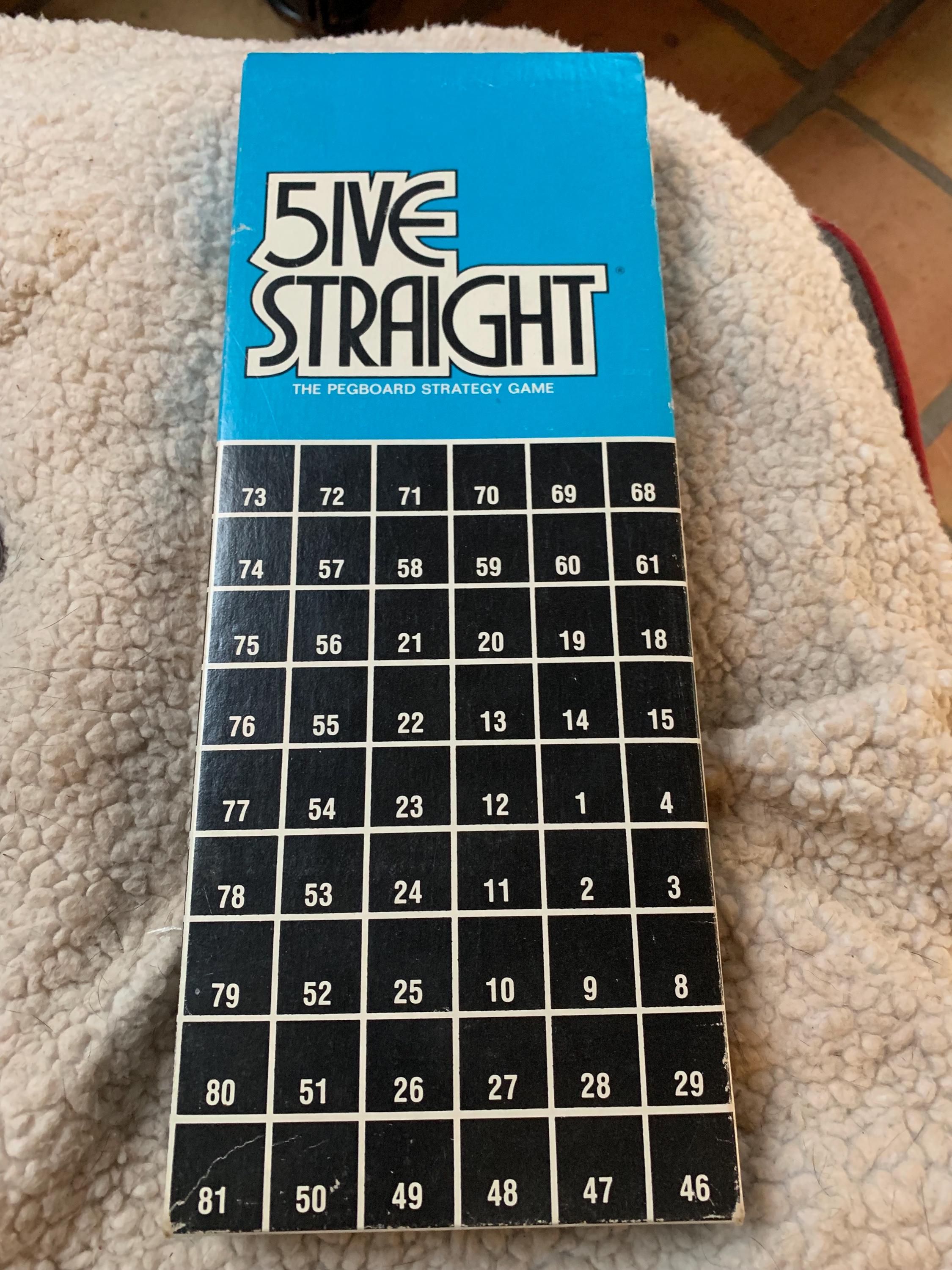 1968 Five Straight Pegboard Game (complete) by Straight Line Products ...