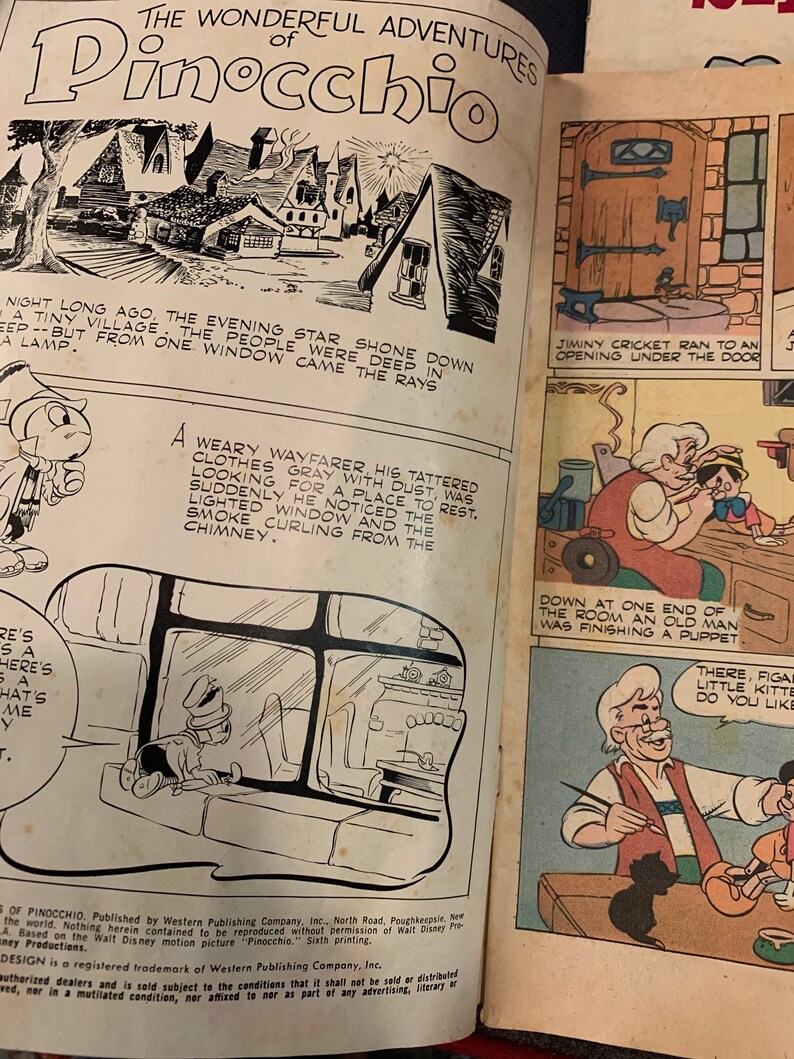 Vintage Pinocchio: 1952 Comic & 1962 Book | Etsy