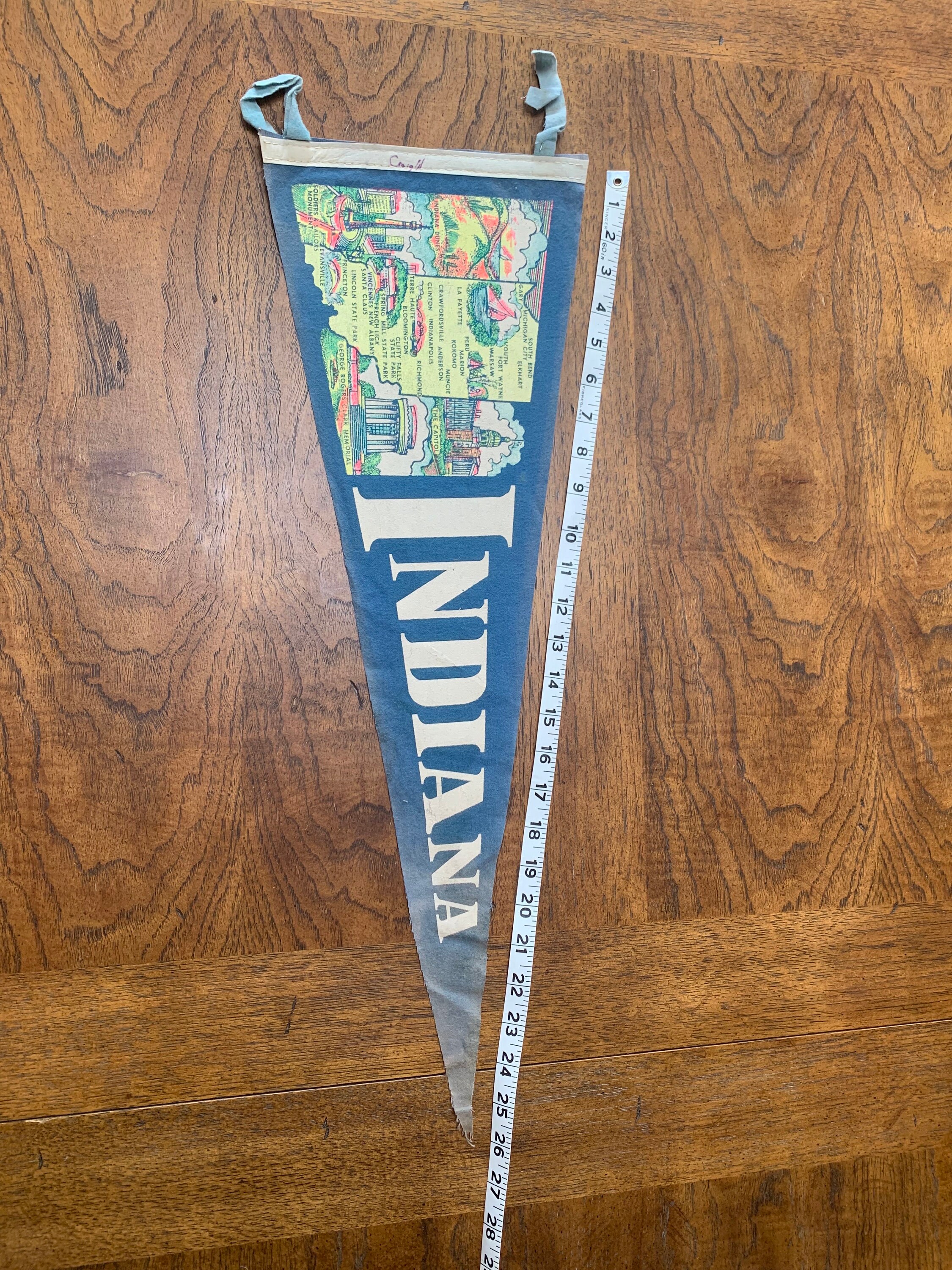 1950s Indiana State Pennant 25”x8” Soft Felt Pennant With Great ...
