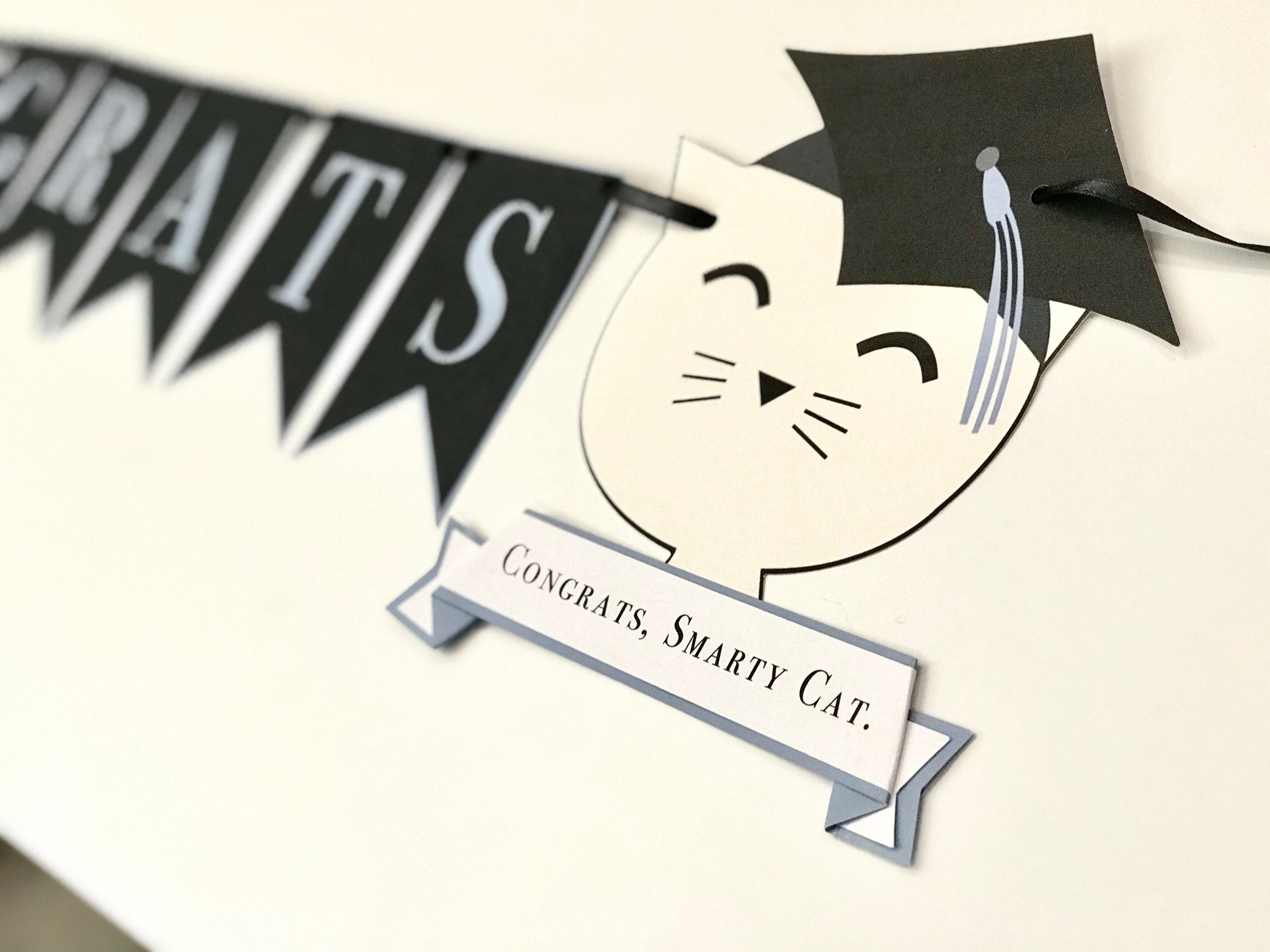 Felicidades Smarty Cat. Banner de graduación / Banner de | Etsy