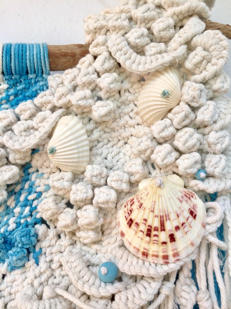 Large macrame wall hanging with beads and shells Coastal | Etsy