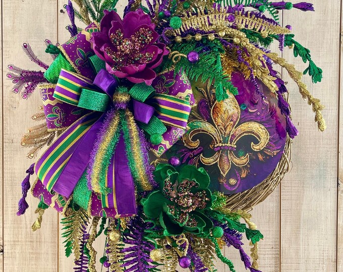 Mardi Gras Glam Magnolia Fleur De Lis New Orleans French Quarter Purple ...