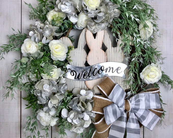 Easter Wreath Farmhouse Easter Bunny Wreath Easter Wreath - Etsy