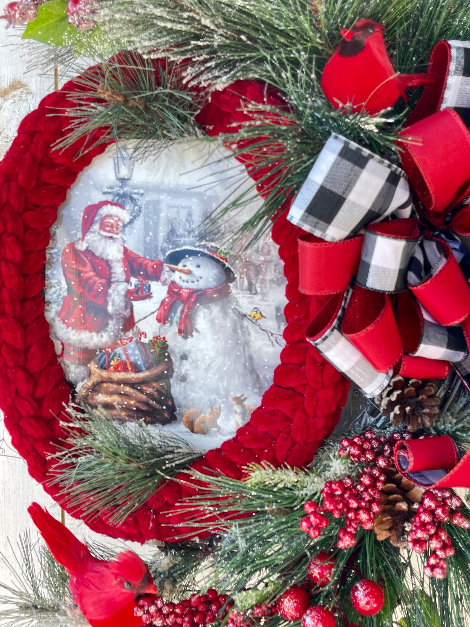 Santa Cardinal Winter Christmas Farmhouse Traditional Holiday - Etsy