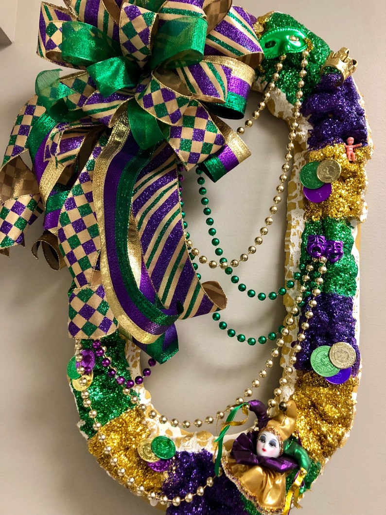 30 Mardi Gras King Cake Wreath Mardi Gras Door Hanger - Etsy
