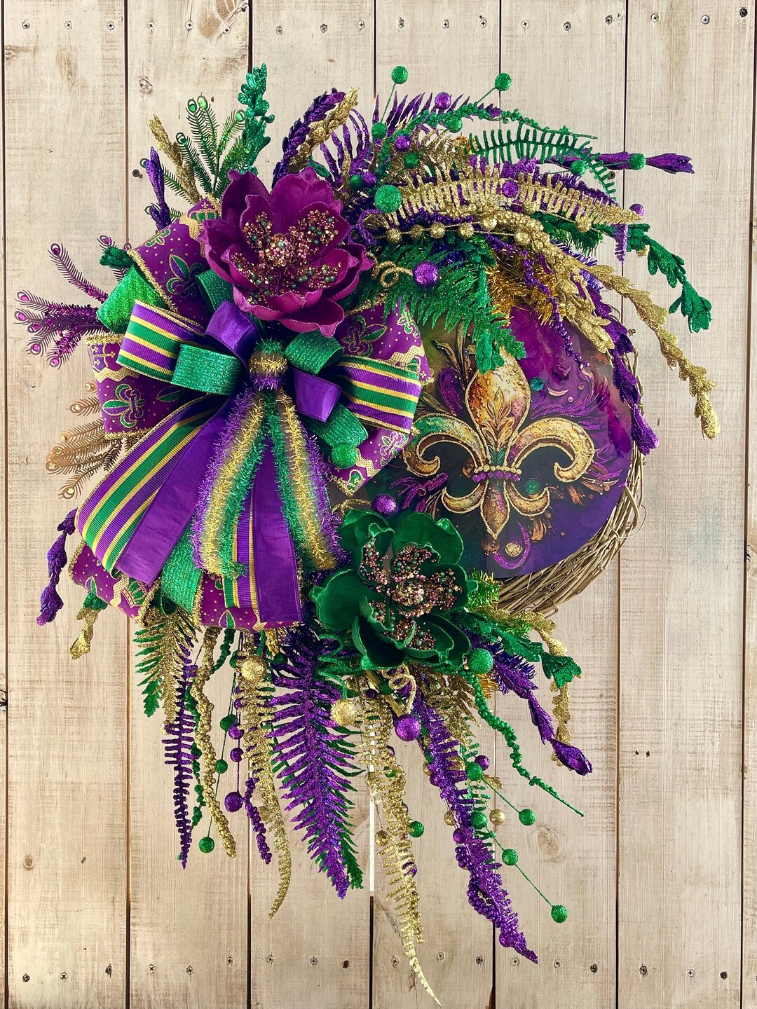 Mardi Gras Glam Magnolia Fleur De Lis New Orleans French Quarter Purple ...
