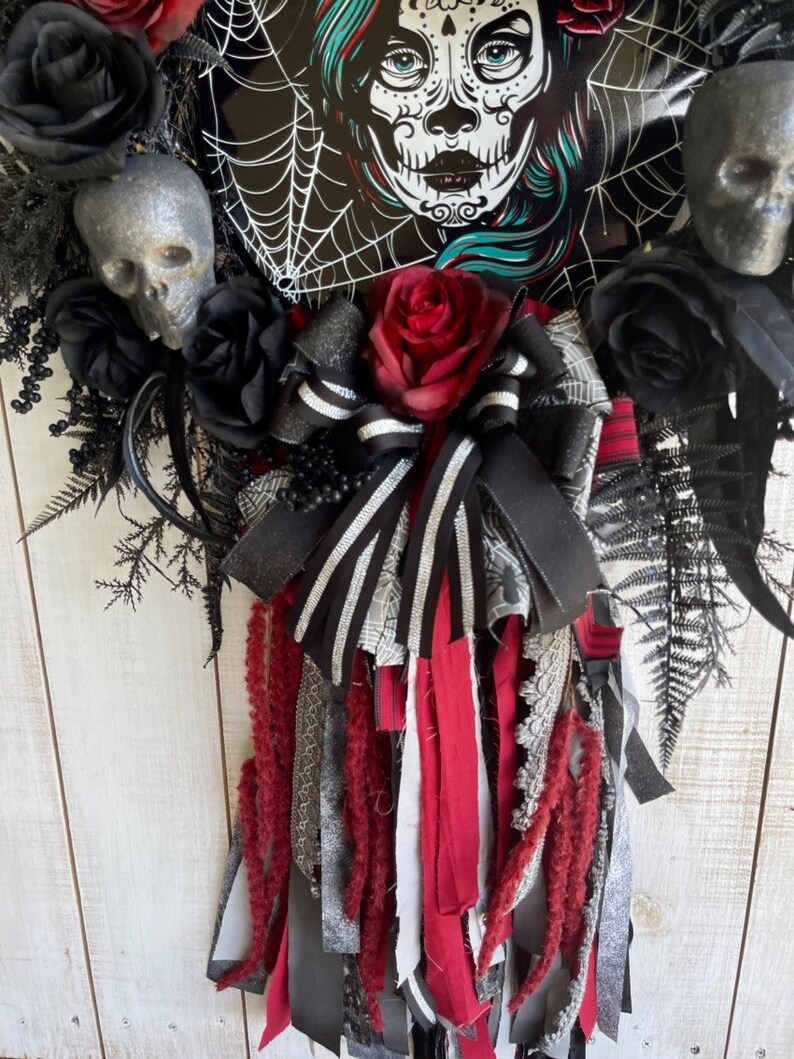 Day of the Dead Halloween Sugar Skull Wreath for Front Door - Etsy